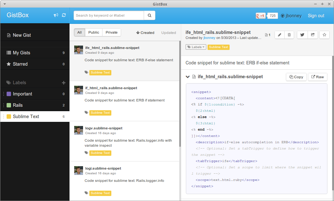 Managing Github Gist With Gistbox